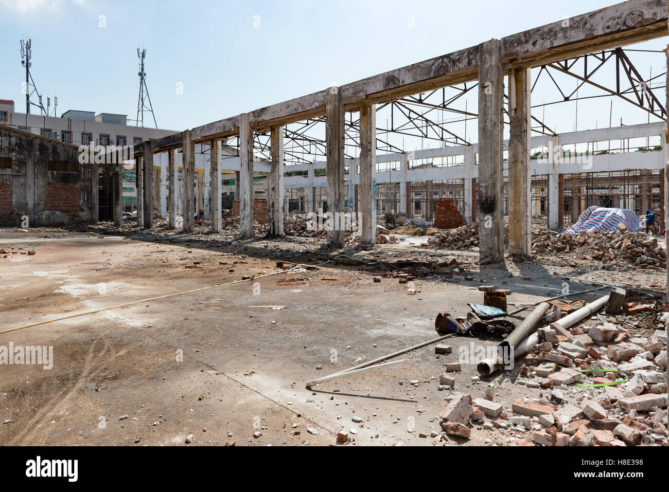 Demolition of an old factory building Stock Photo - Alamy