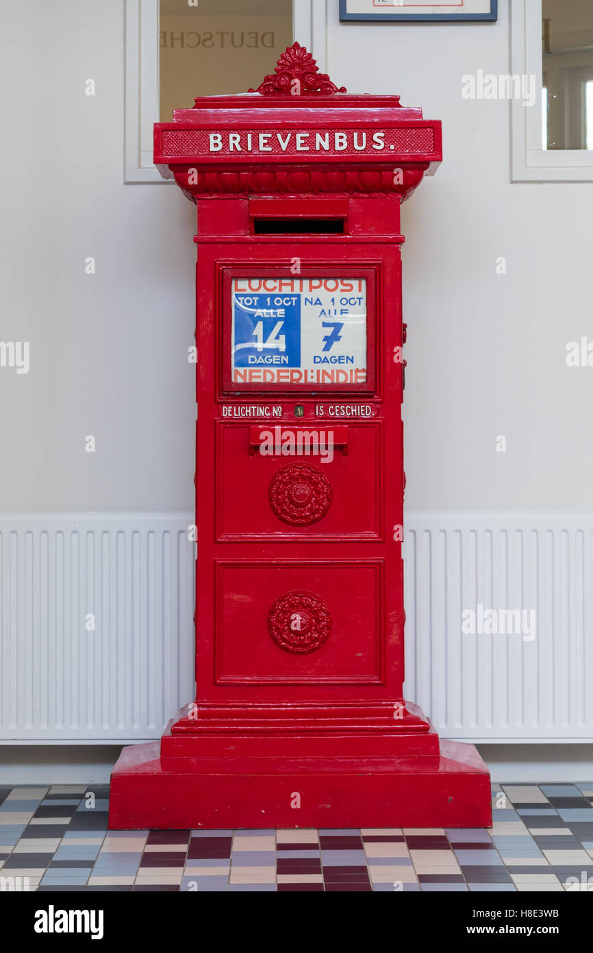 Retro dutch red mail box in a post offfice Stock Photo - Alamy