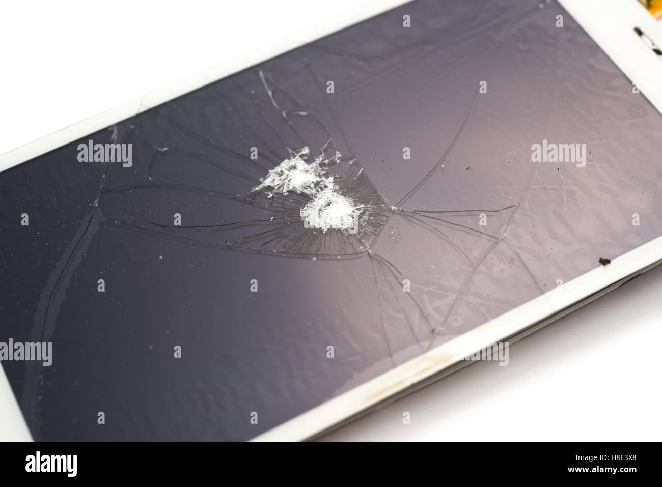 broken screen of a smart phone on a white background Stock Photo - Alamy