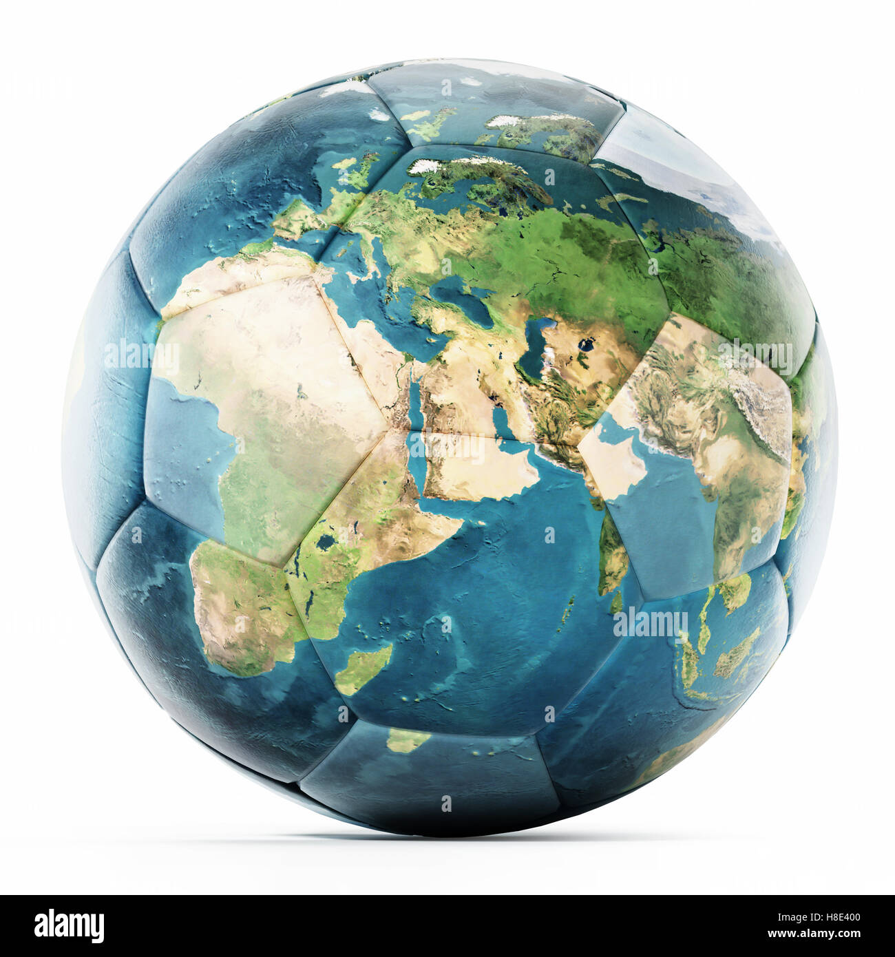 Football mapped with Earth texture. 3D illustration Stock Photo - Alamy