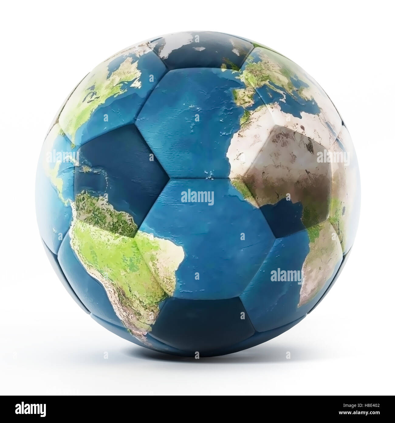 Football mapped with Earth texture. 3D illustration Stock Photo - Alamy