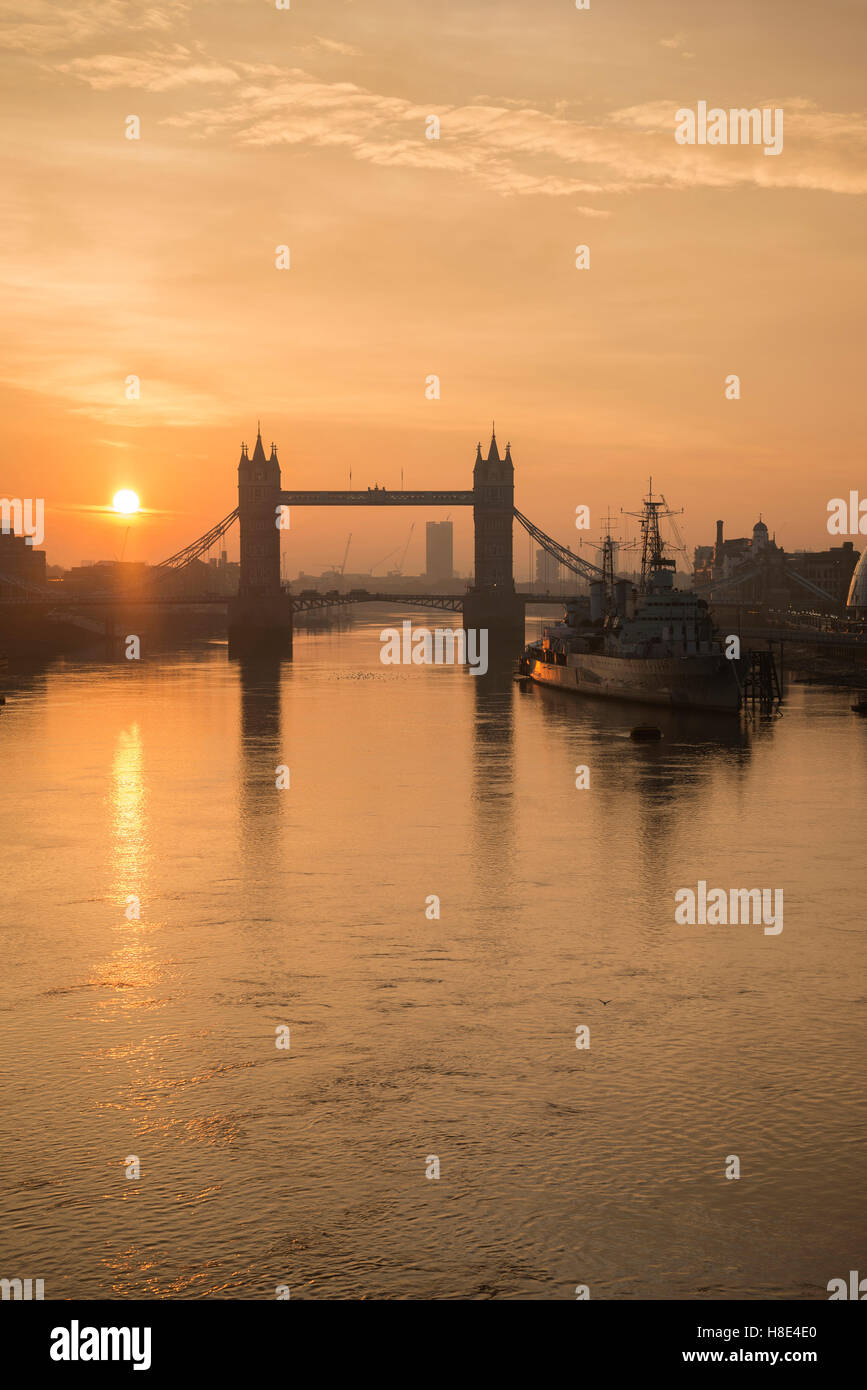 Stunning Autumn Fall sunrise over Tower Bridge and River Thames in ...
