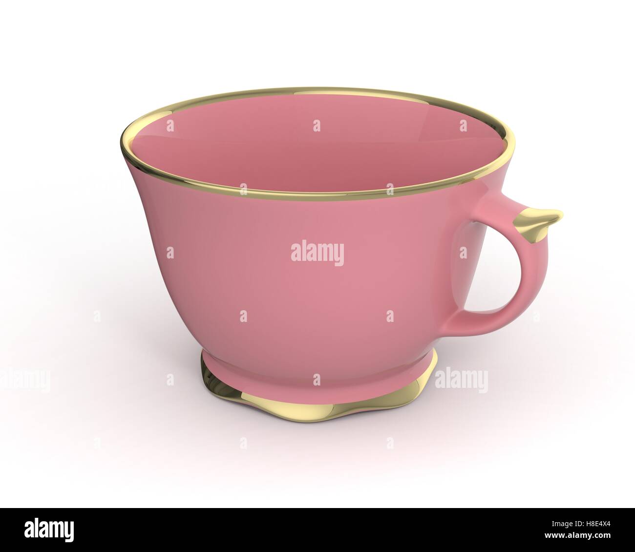 Isolated antique porcelain pink tea cup with gold edging on white ...