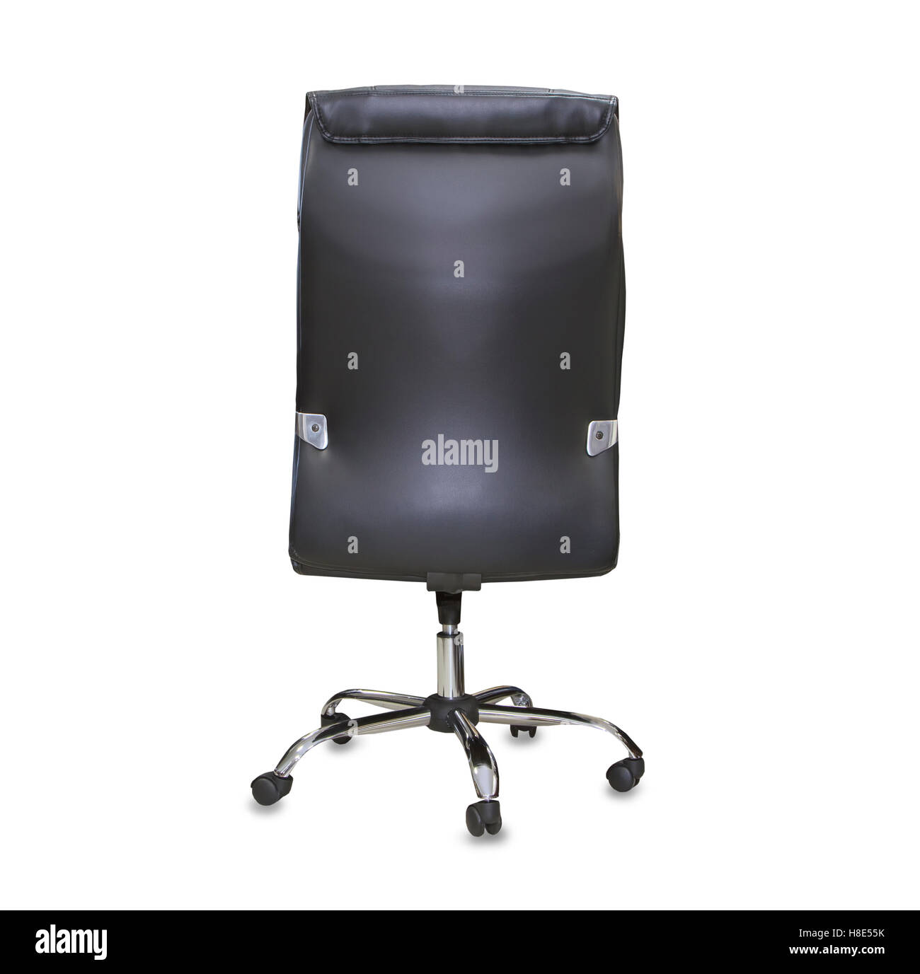 Back view of modern office chair from black leather. Isolated Stock ...