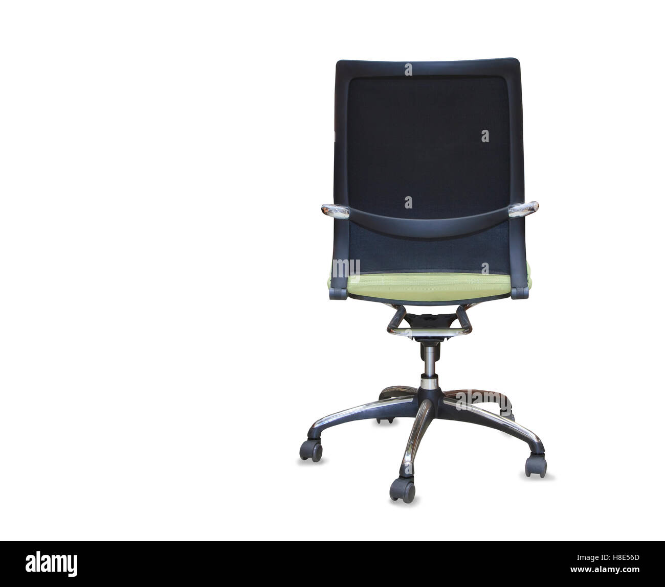 back view of modern office chair from green cloth. Isolated Stock Photo ...