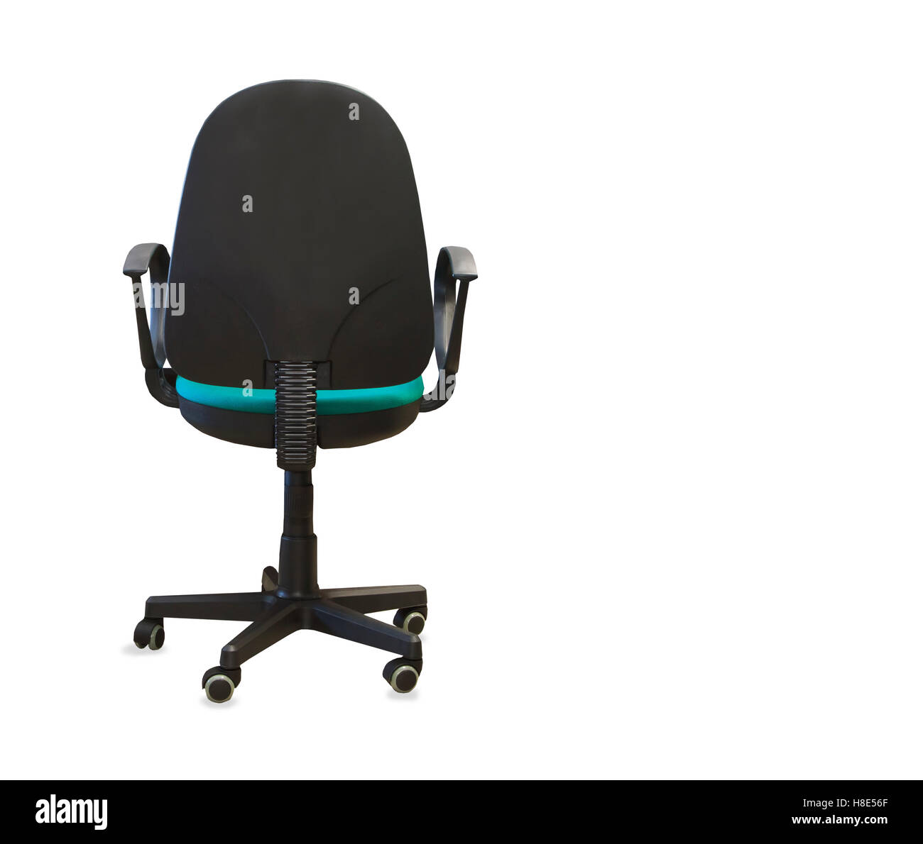 back view of modern office chair from green cloth. Isolated Stock Photo ...