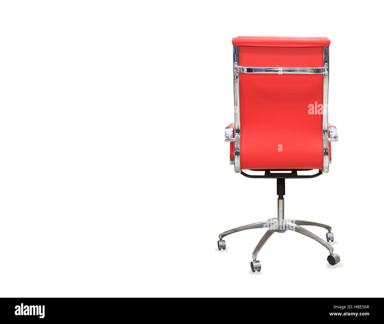 back view of modern office chair from red leather. Isolated Stock Photo ...