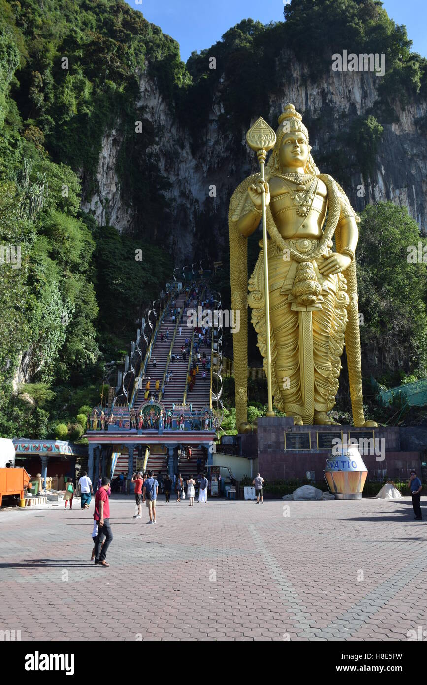 The entrance of Batu caves shrine with Murugan statue in Salangor, near ...