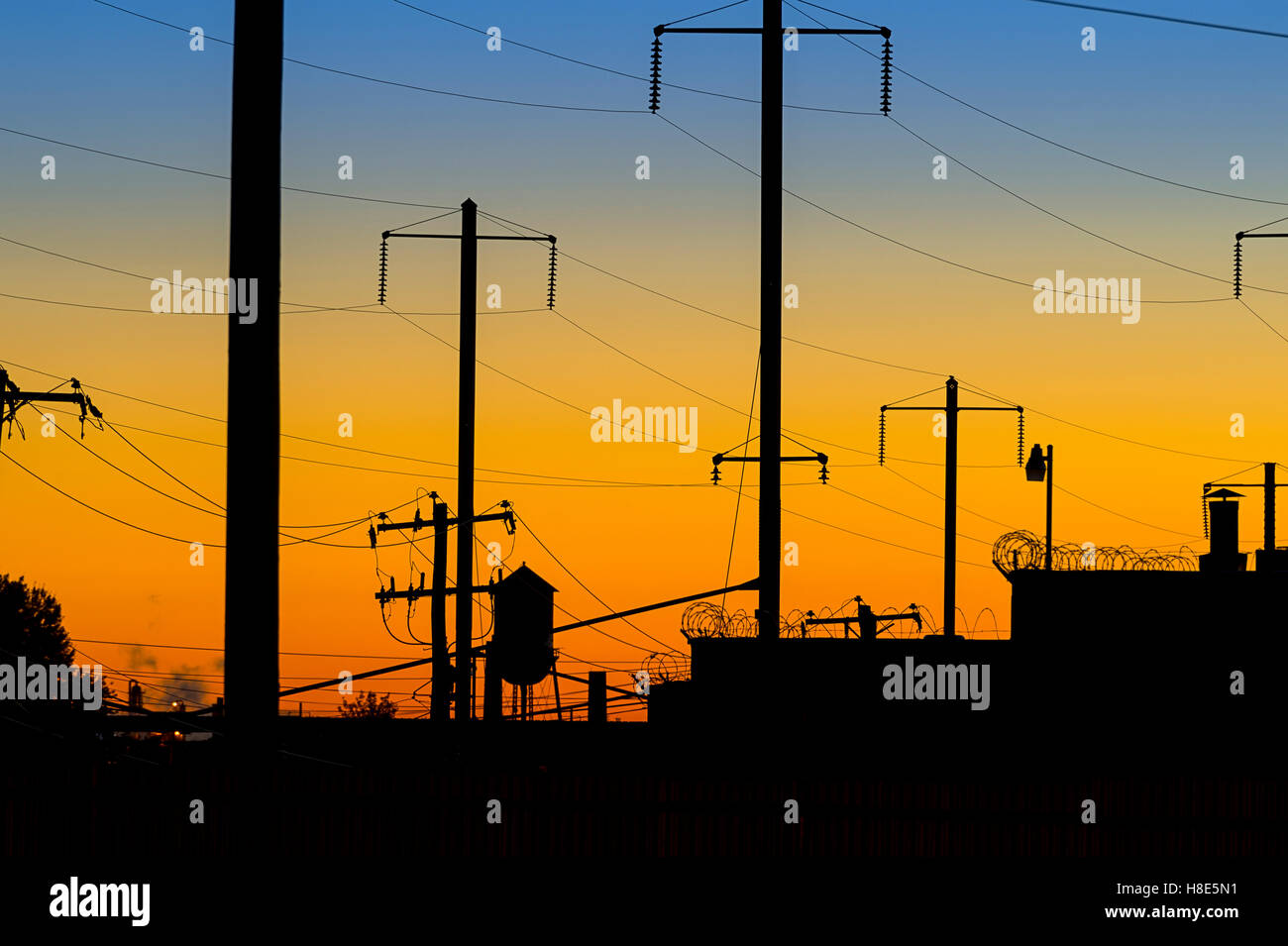 Buildings with telephone poles and wires hi-res stock photography and ...