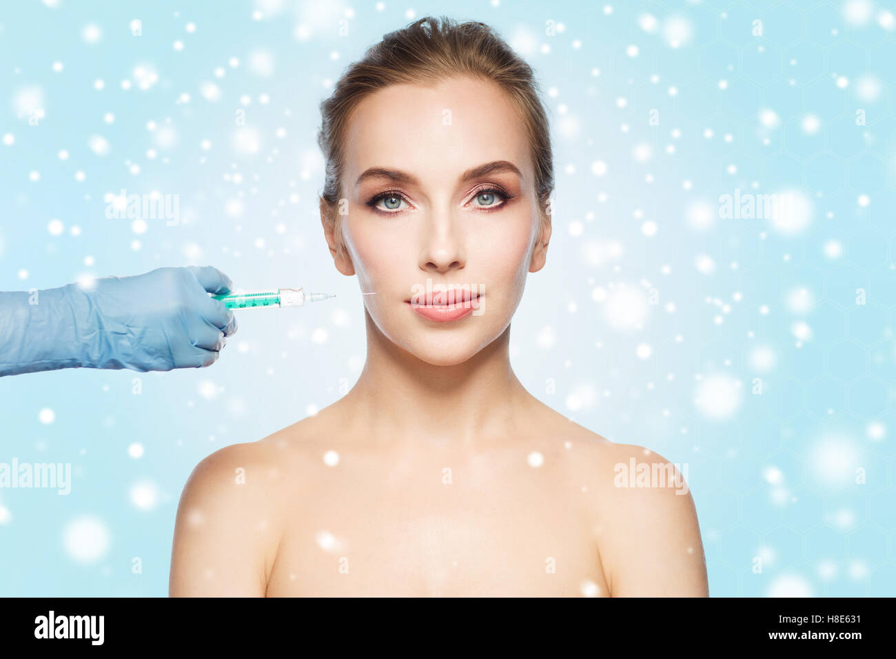 woman and hand with syringe making injection Stock Photo - Alamy