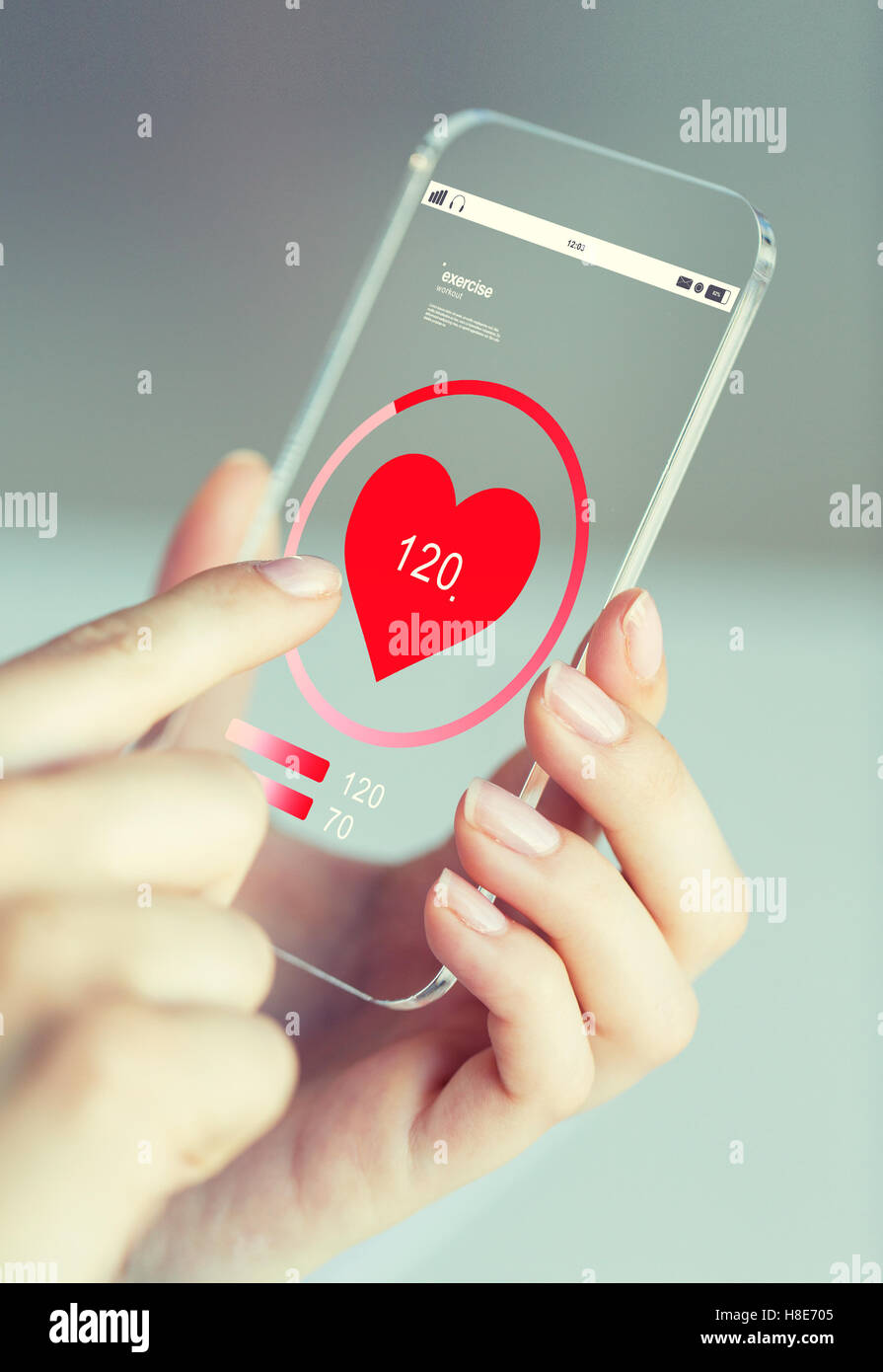 close up of hand with heart rate on smartphone Stock Photo - Alamy
