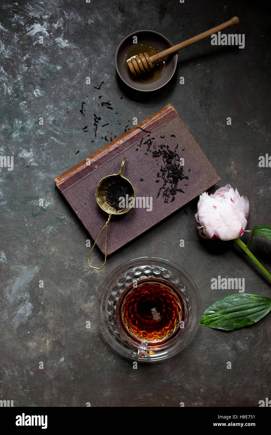 Chai tea with a book hi-res stock photography and images - Alamy