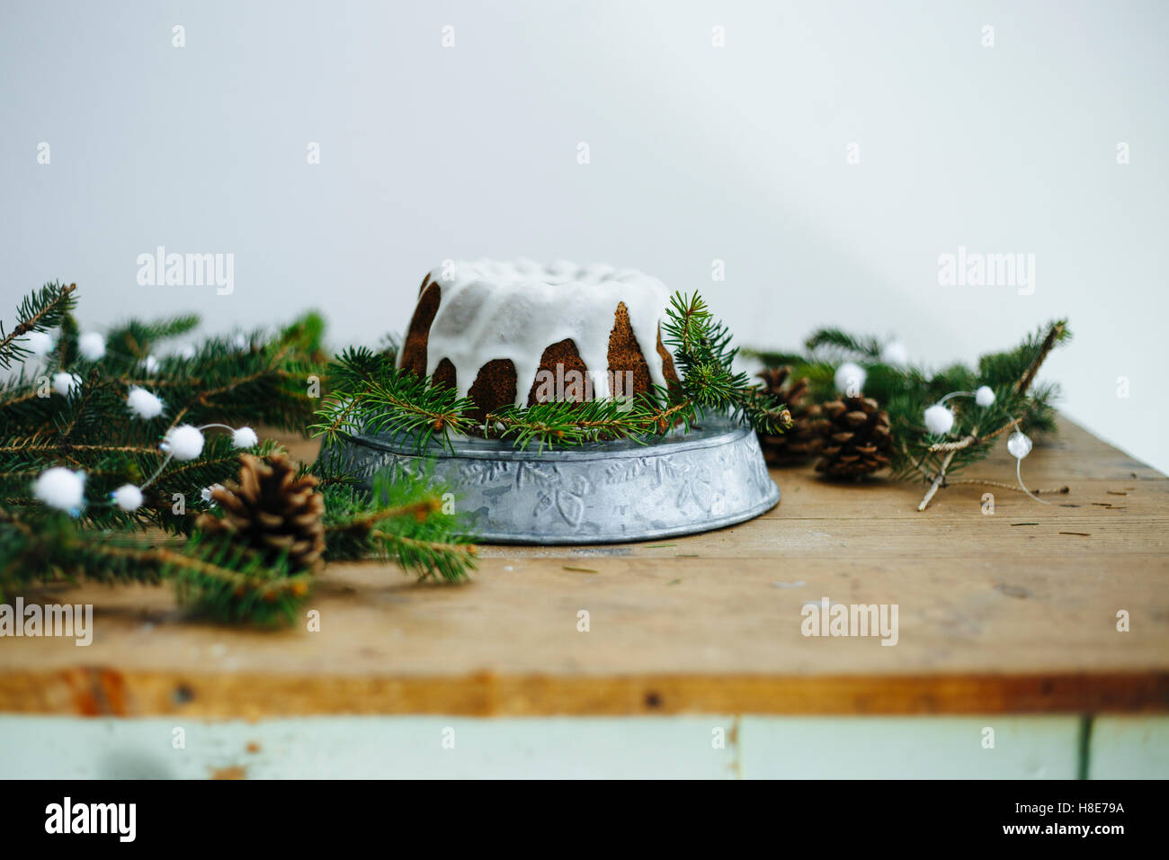 Wintery cake close up horizontal Stock Photo - Alamy
