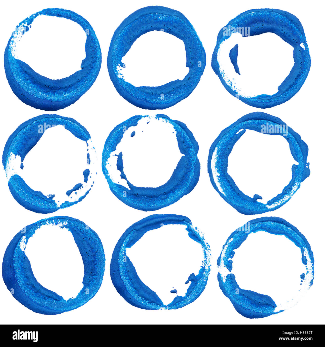 Set of blue acrylic paint circles Stock Photo - Alamy