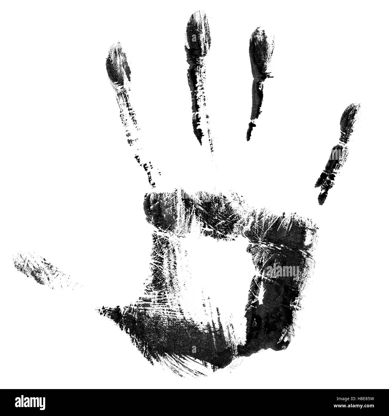 Black hand print isolated on a white background Stock Photo - Alamy