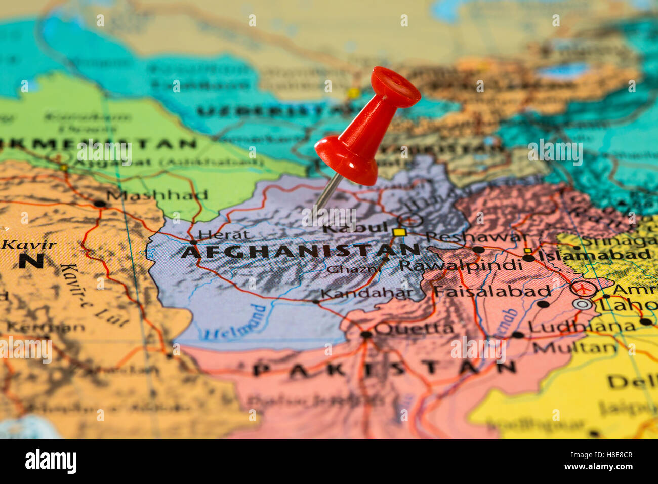 Afghanistan map red border hi-res stock photography and images - Alamy