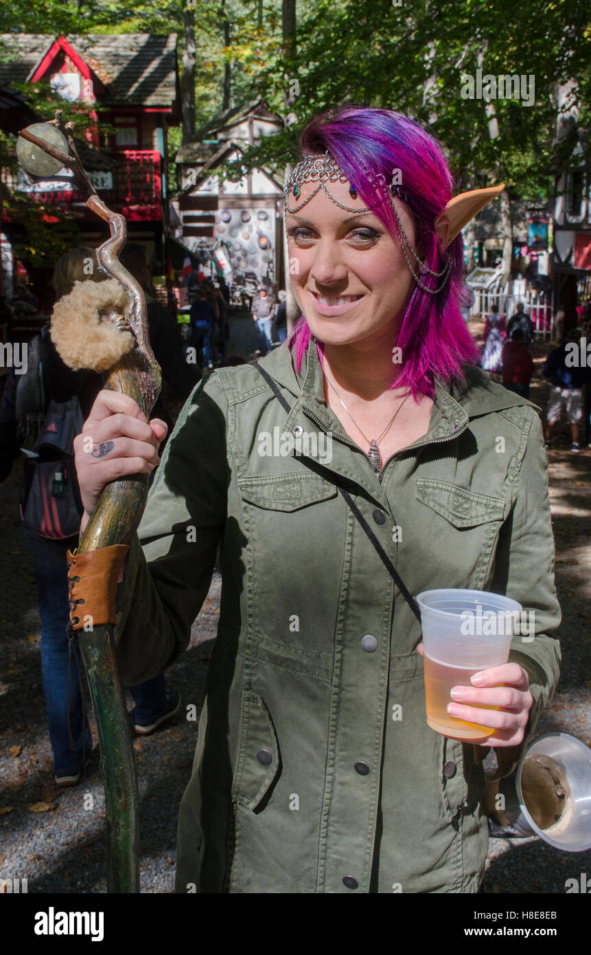 A visitor dressed as an elf at the Maryland Renaissance Festival Stock ...