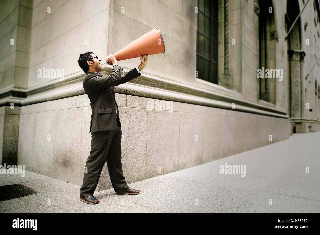 Yelling man profile suit hi-res stock photography and images - Alamy