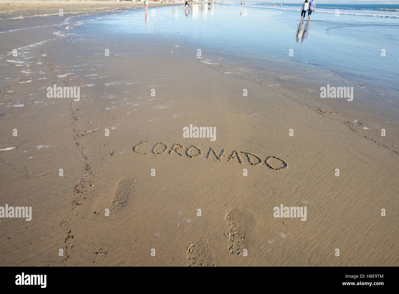 the word "Coronado" written on the sand. Coronado Central Beach ...