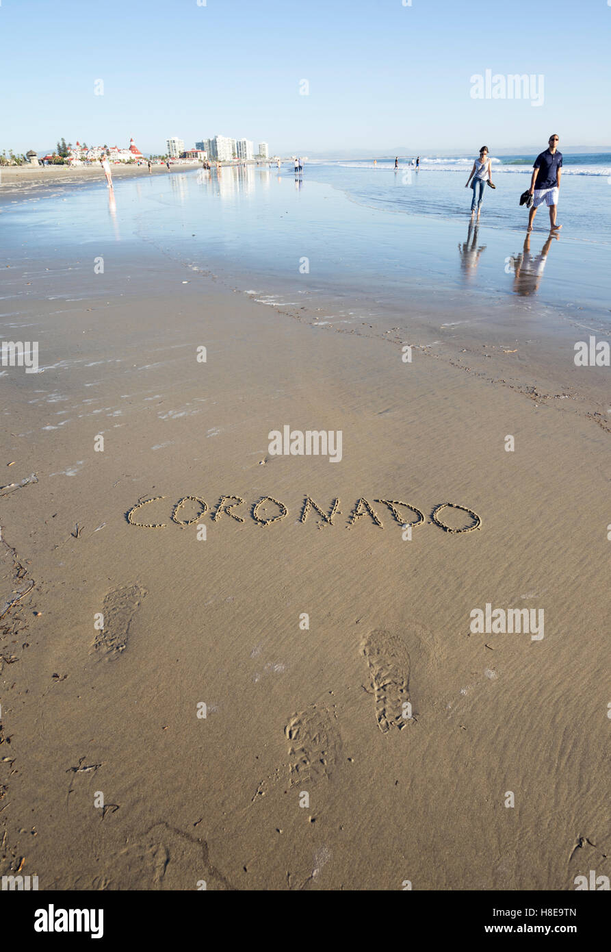 the word "Coronado" written on the sand. Coronado Central Beach ...