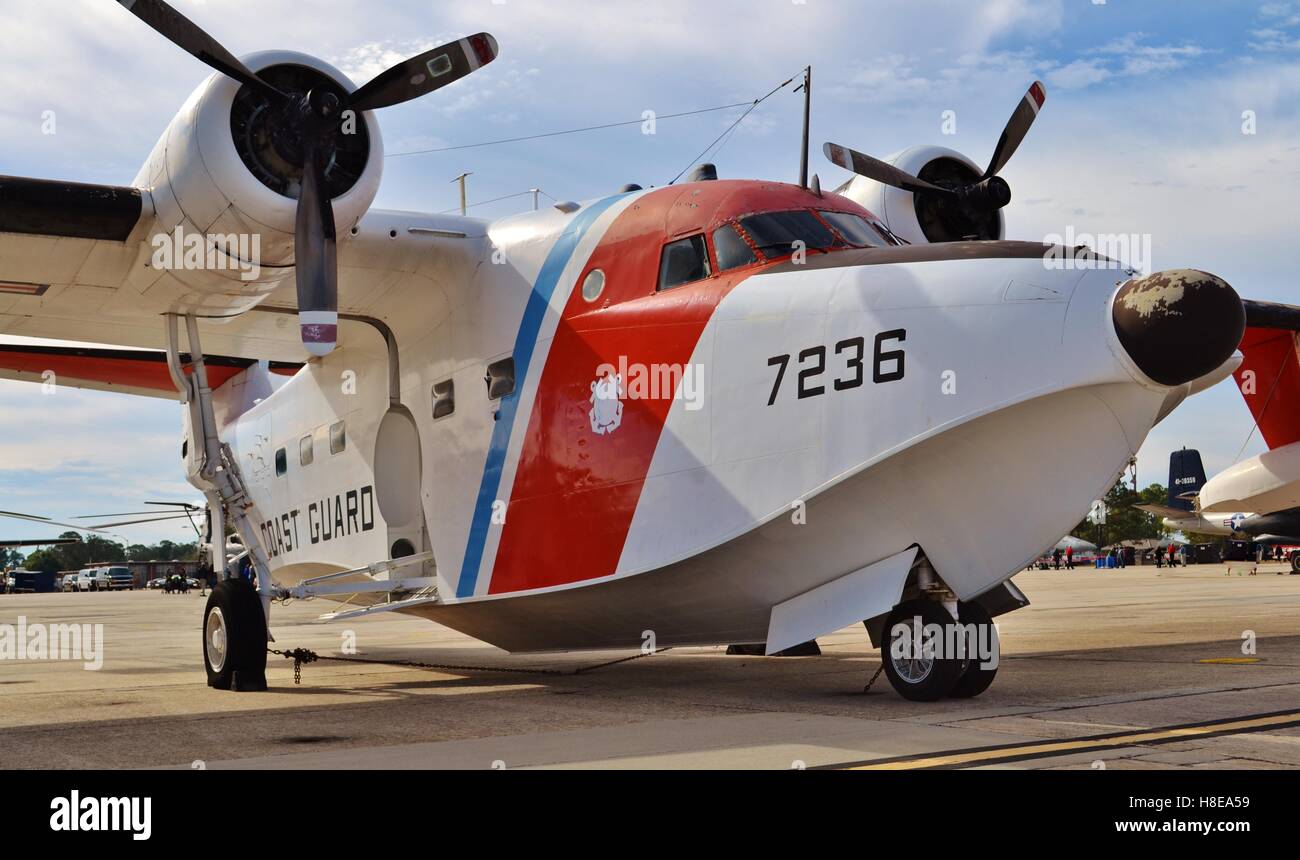 U.S. Coast Guard HU-16E Albatross surveillance plane parked on the ...