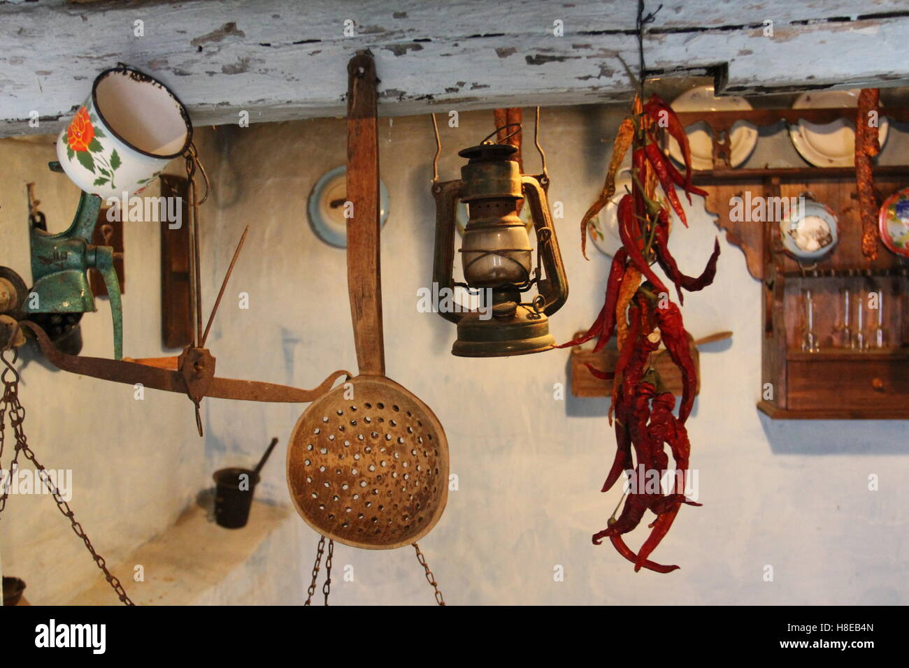 Detail of traditional peasant kitchen, Slovakia Stock Photo - Alamy