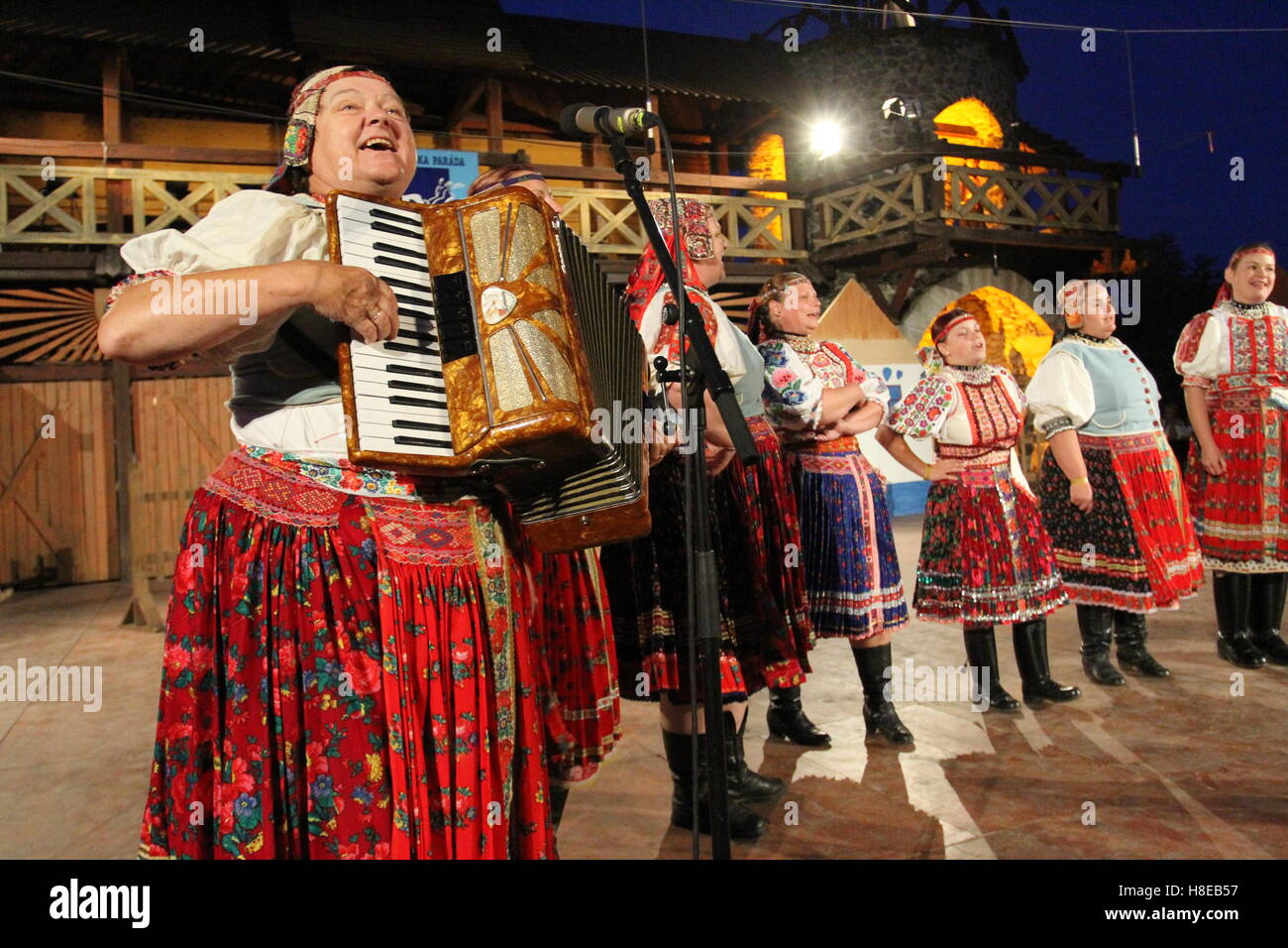 Women of a Slovak folklore ensemble performs at the Hontianska Parada ...