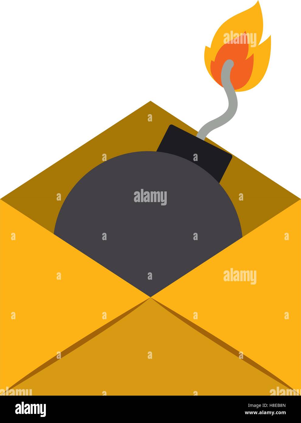 envelope with bomb icon inside over white background. cyber security ...