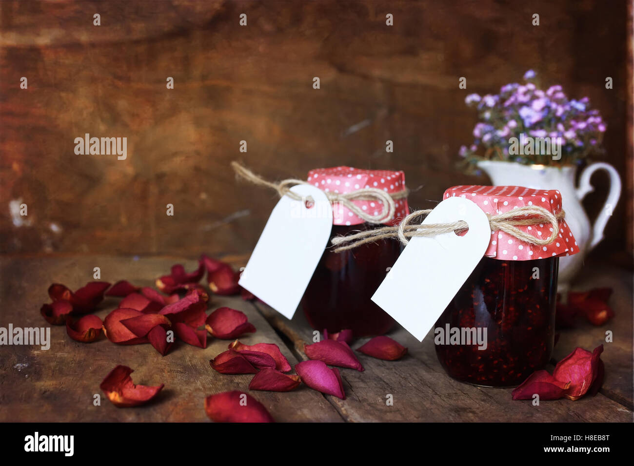 retro rustic homemade jam jar Stock Photo - Alamy