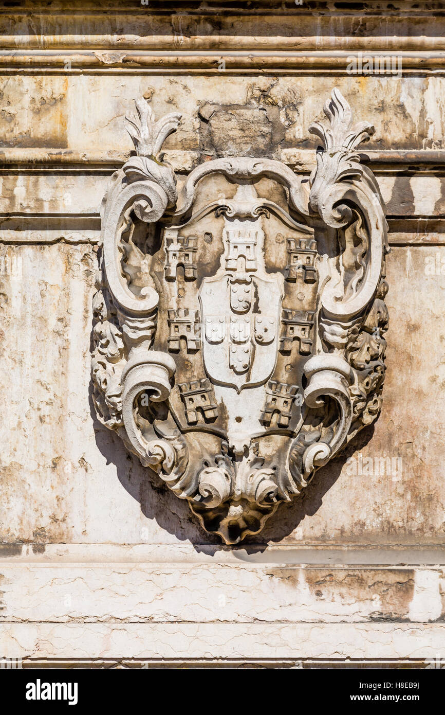 Ancient Stone Crest in Lisbon Portugal Stock Photo - Alamy