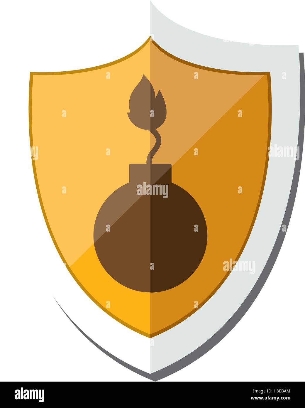 shield with bomb icon inside over white background.cyber security ...