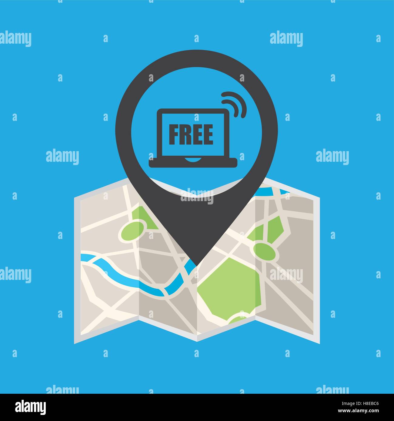 laptop free wireless concept wifi pin icon vector illustration eps 10 ...