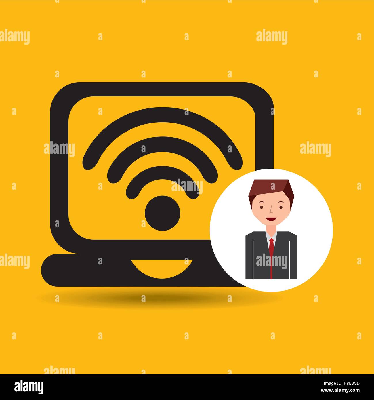 cartoon man technology wifi vector illustration eps 10 Stock Vector ...