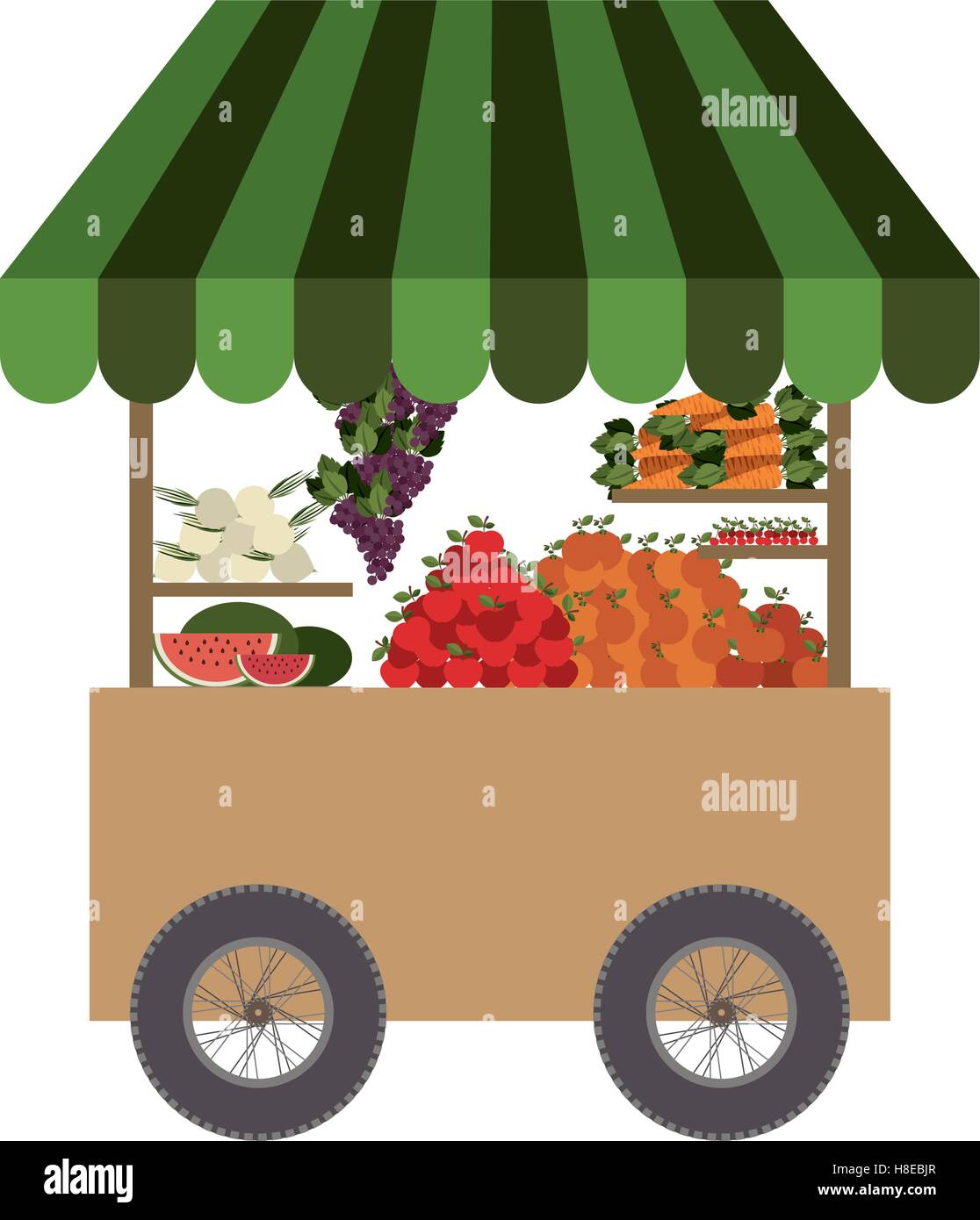 fruits and vegetables food cart icon over white background. street ...