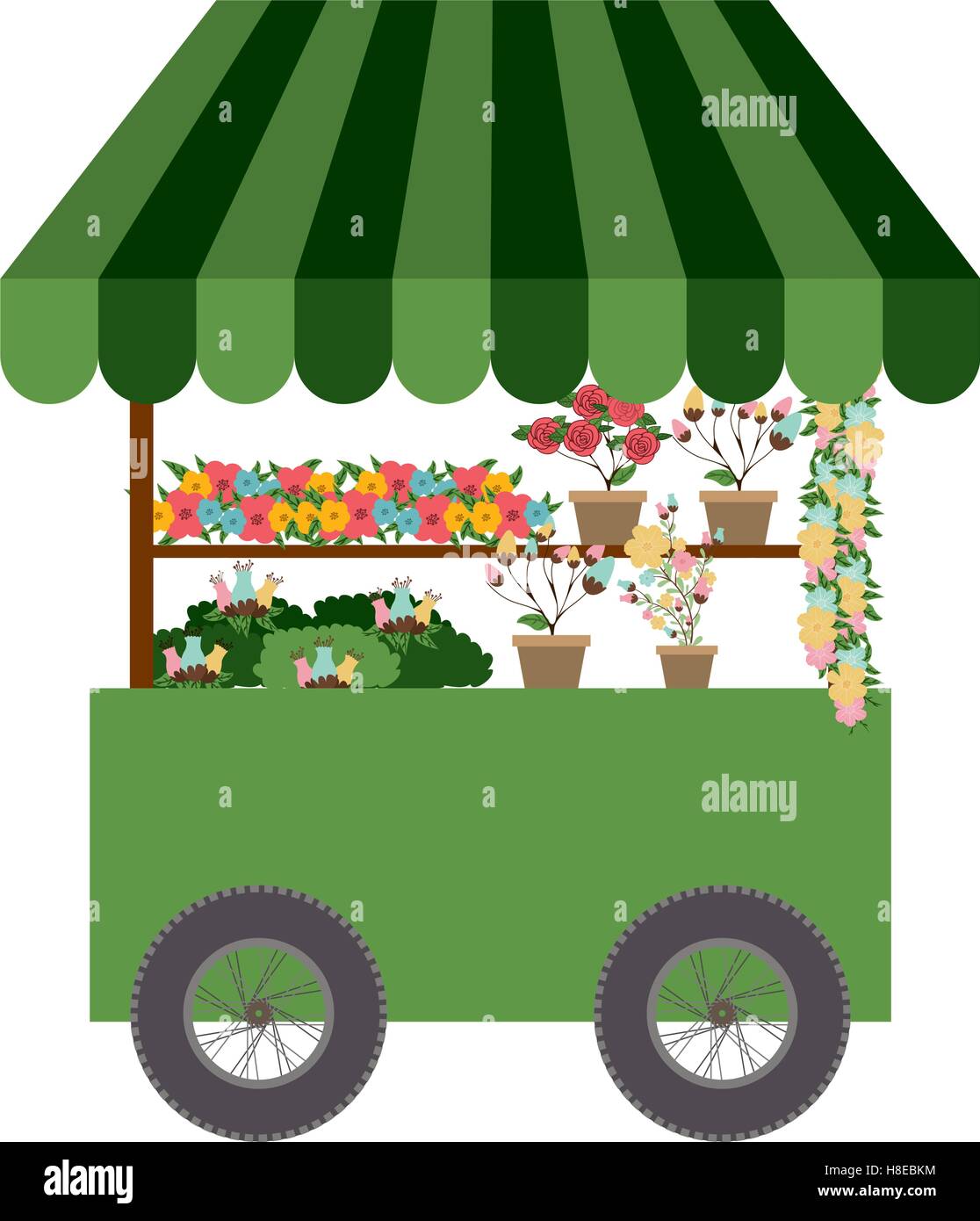 plants and flowers cart icon over white background. street business ...