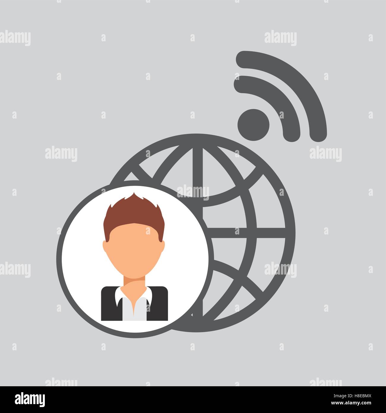 guy cartoon wifi globe vector illustration eps 10 Stock Vector Image ...