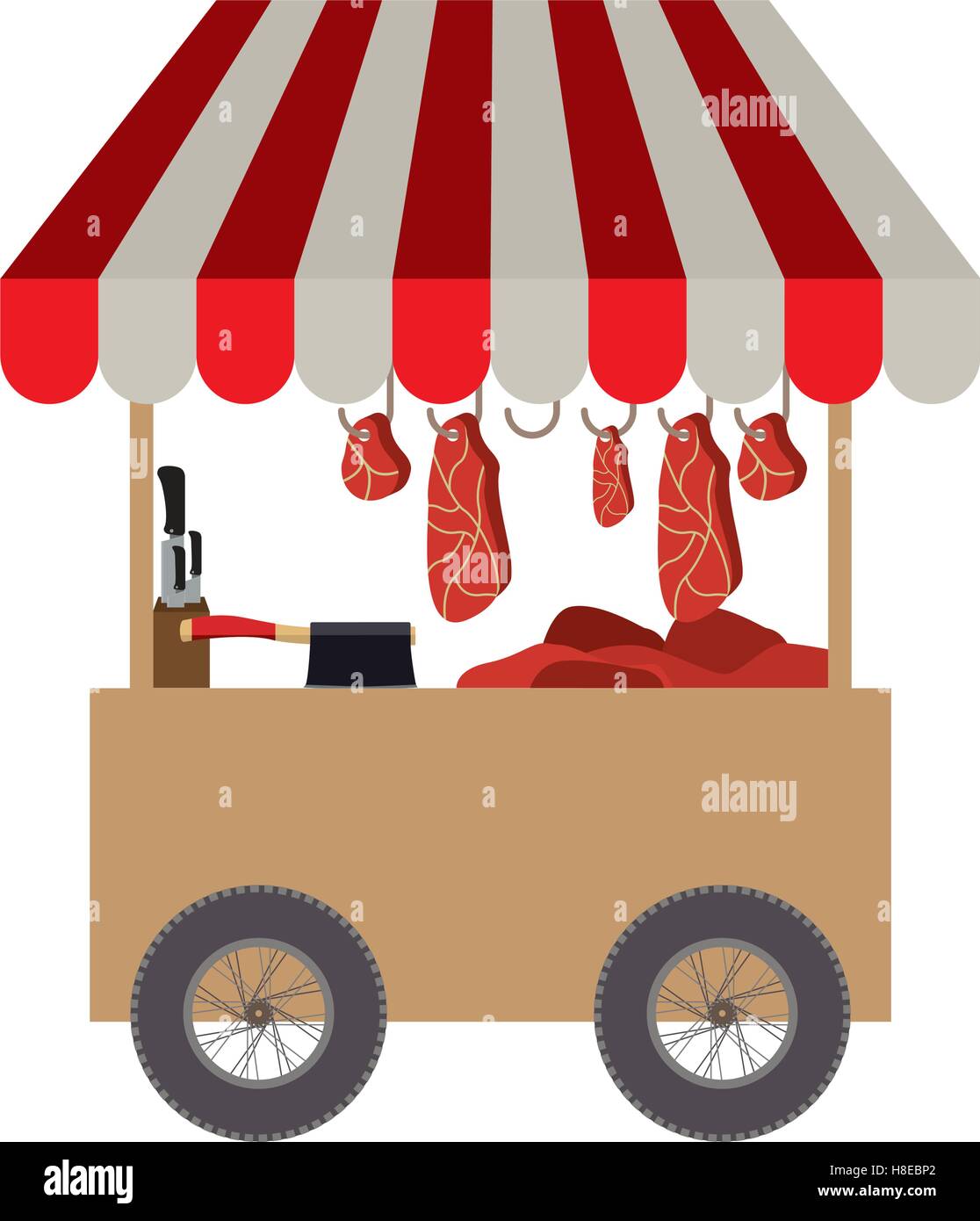 meat food cart icon over white background. street business design ...