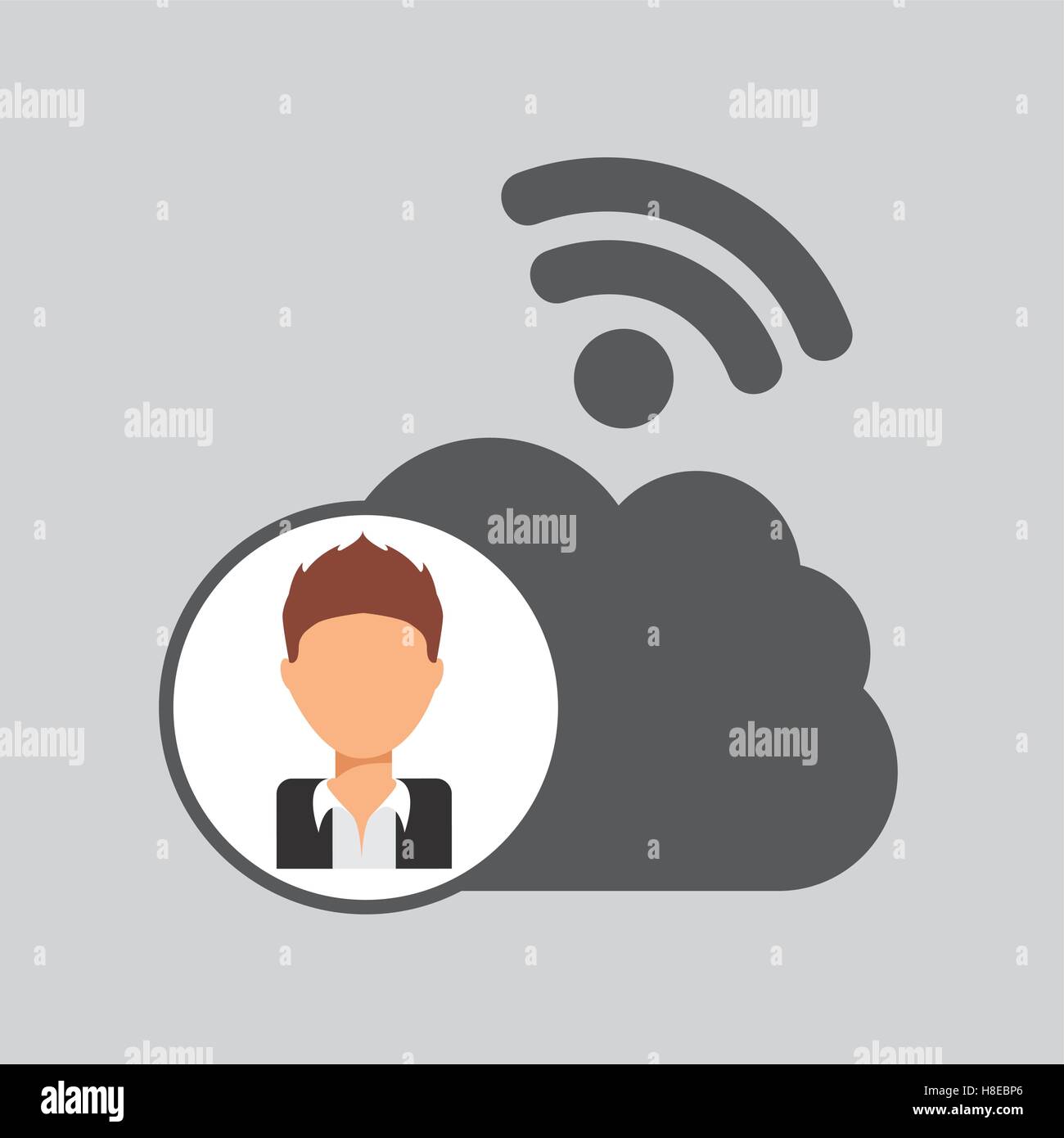 guy cartoon wifi cloud connection vector illustration eps 10 Stock ...