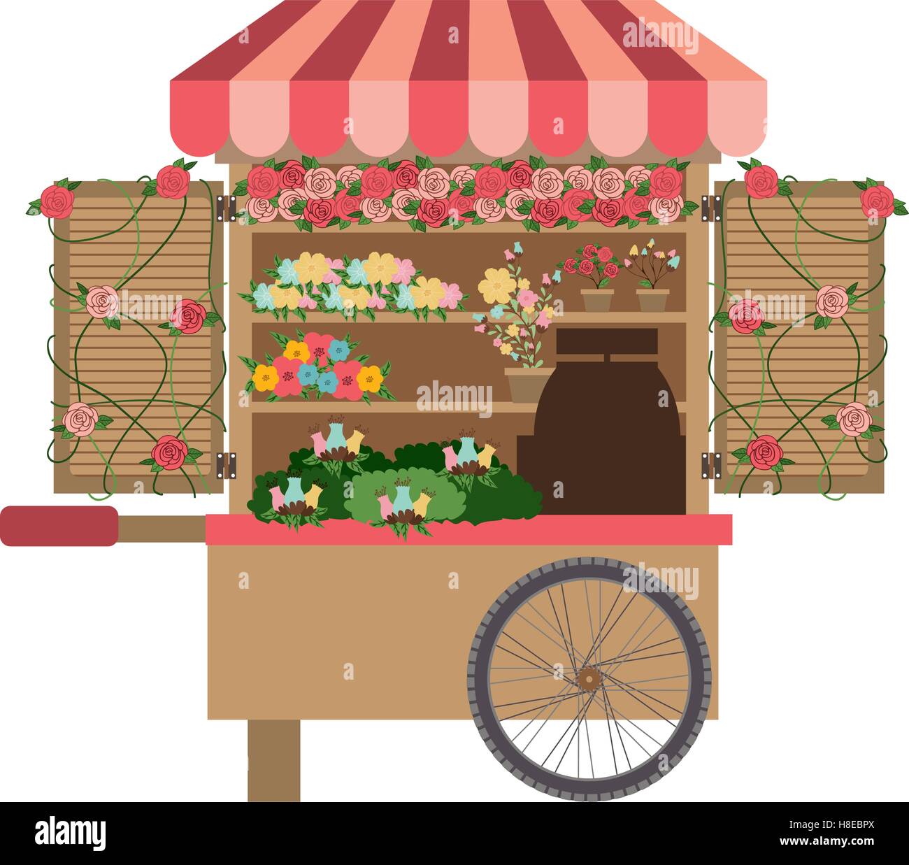 plants and flowers cart icon over white background. street business ...