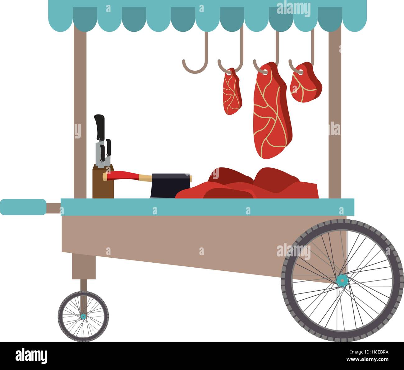 meat food cart icon over white background. street business design ...