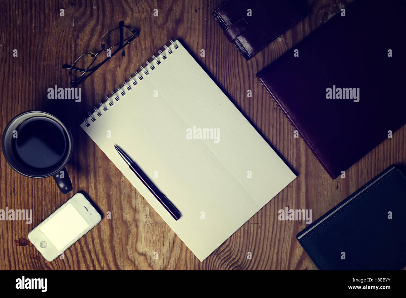 toned table write hand top view Stock Photo - Alamy