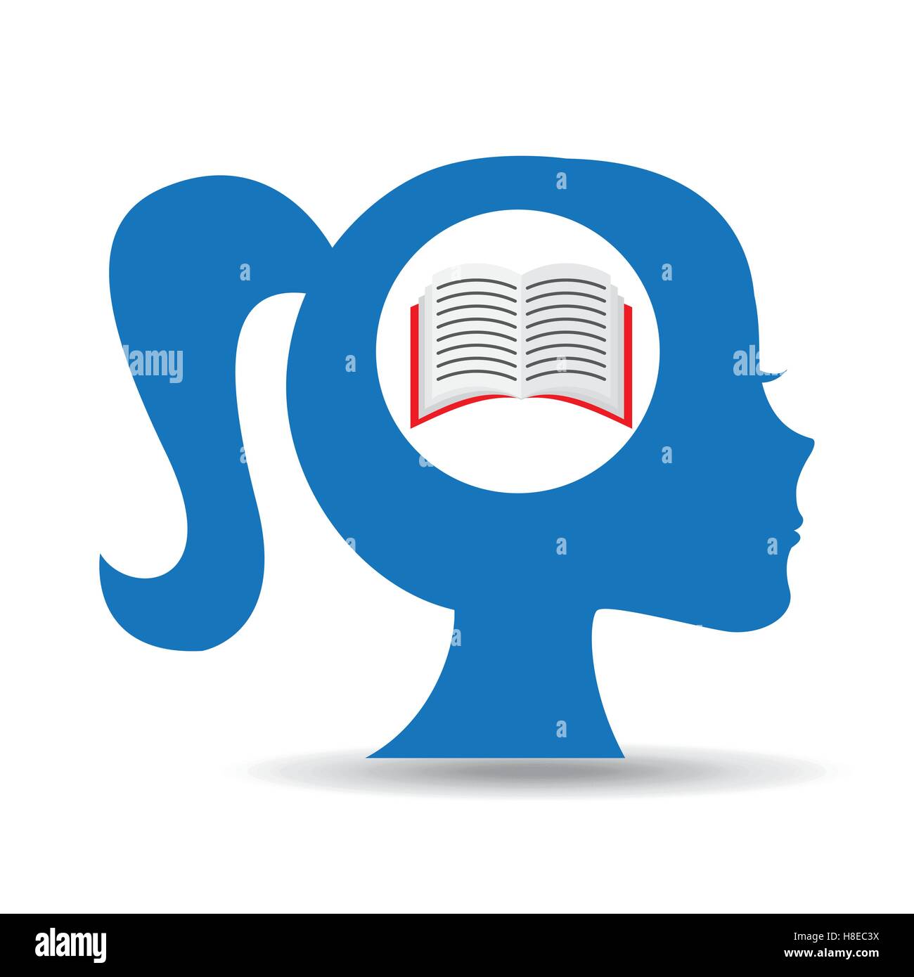 silhouette head girl school book vector illustration eps 10 Stock ...
