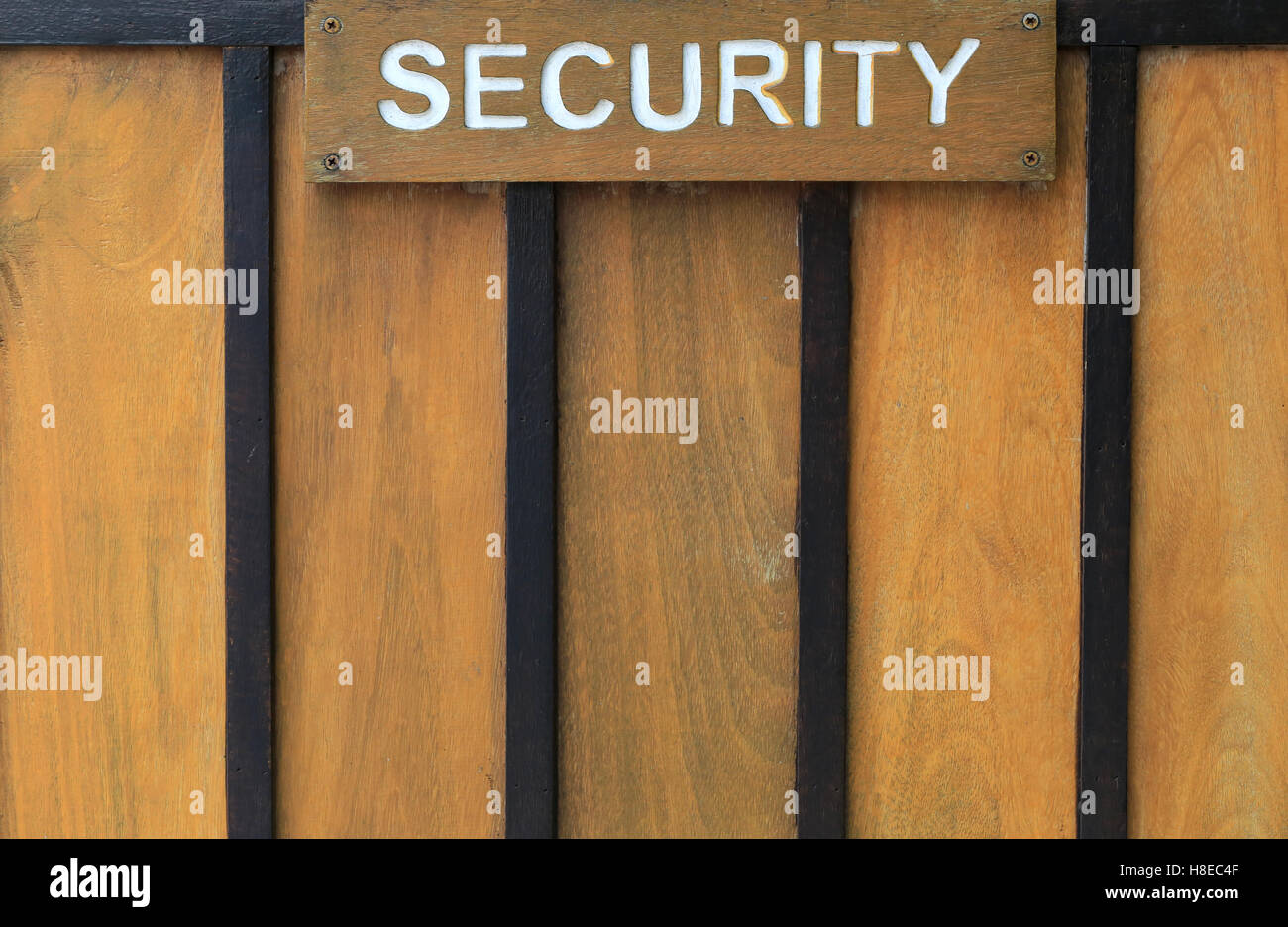Wooden sign have a letters of security for design background Stock ...