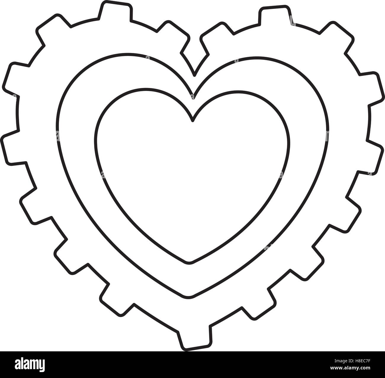 gear shape heart cartoon icon image vector illustration design Stock ...