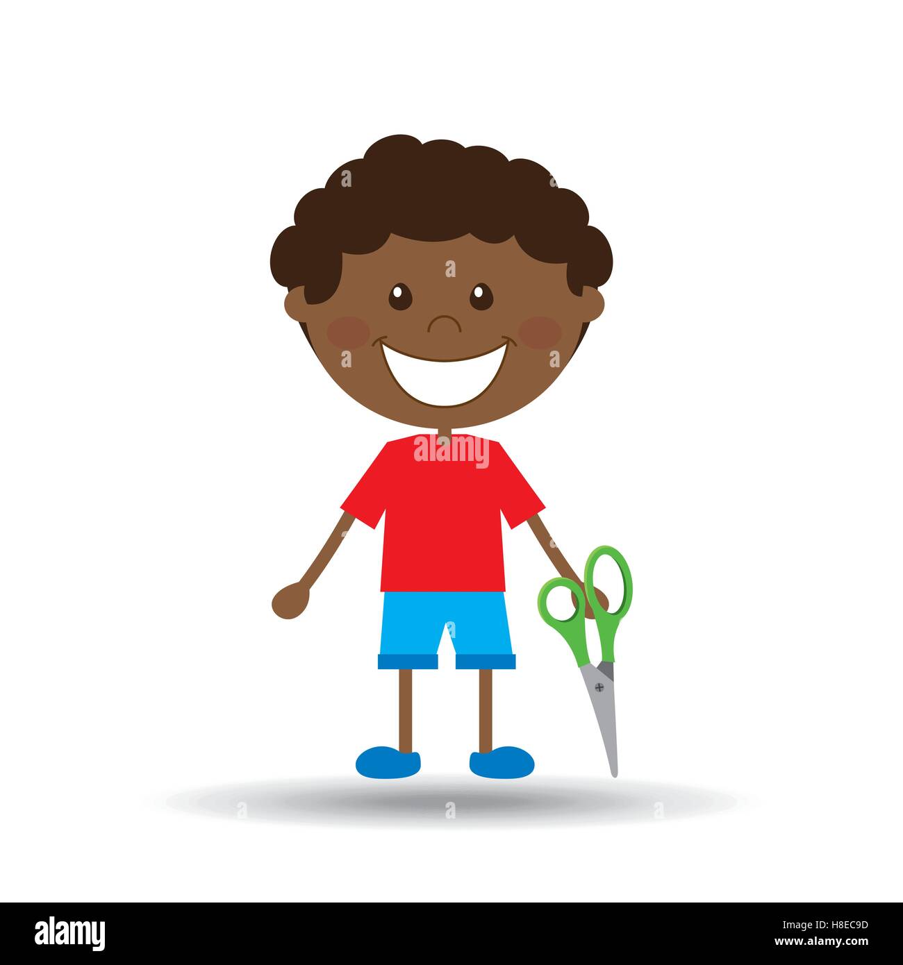 happy boy student scissors graphic vector illustration eps 10 Stock ...