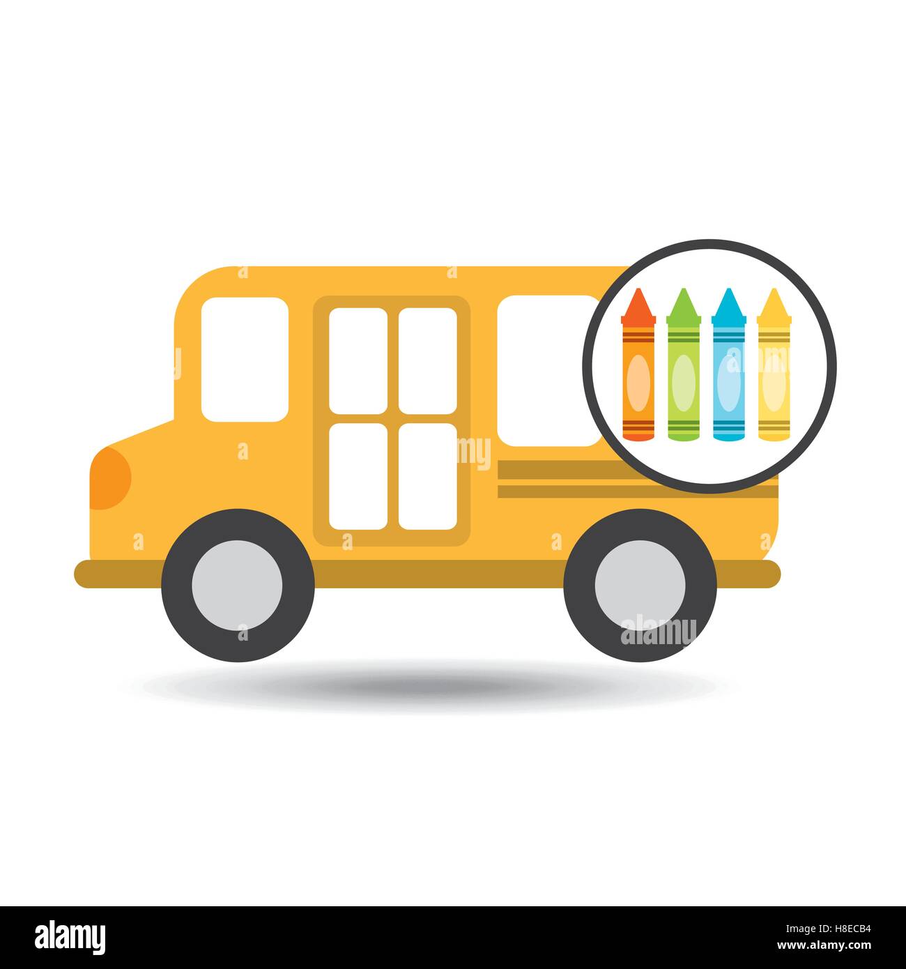 school bus icon crayons graphic vector illustration eps 10 Stock Vector ...