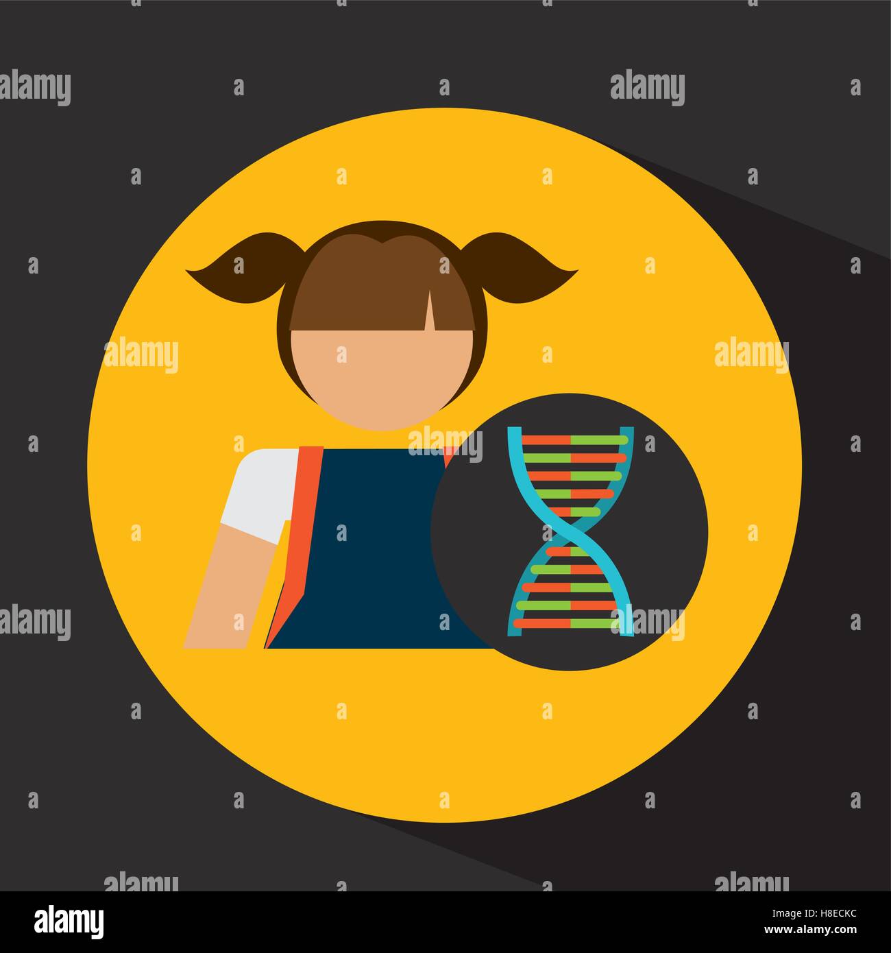 girl student laboratory dna icon vector illustration eps 10 Stock ...
