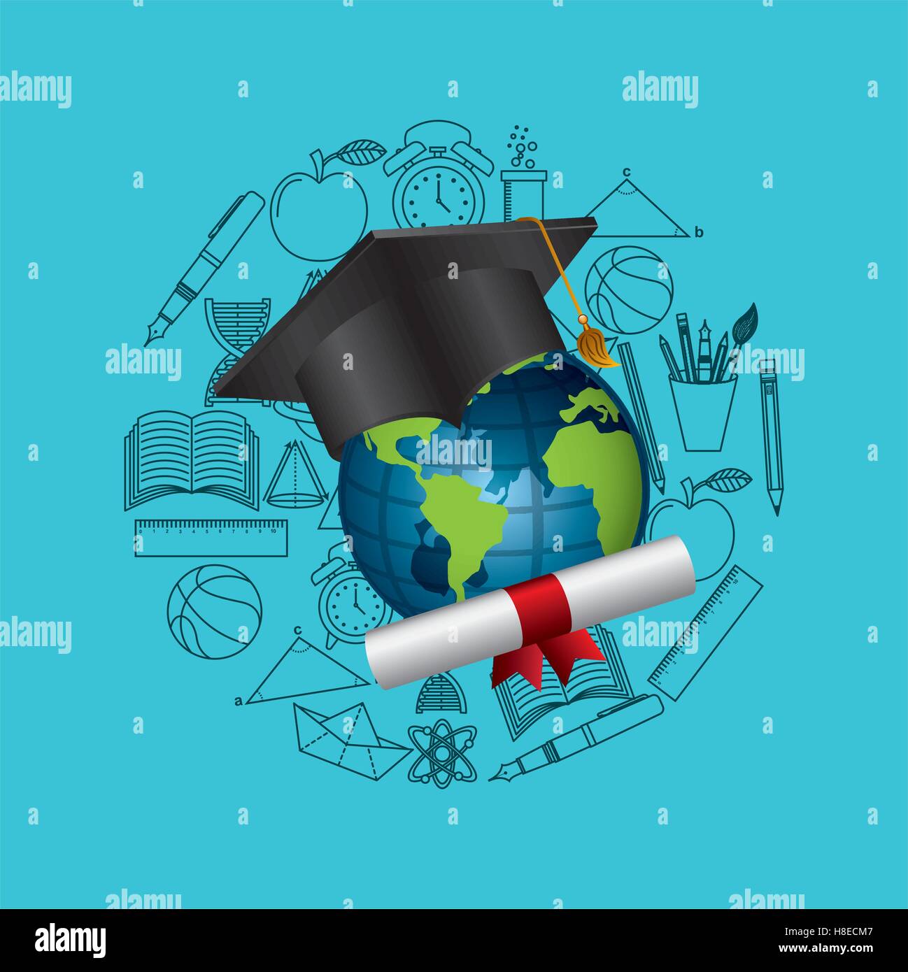 distance education graduation icons vetor illustration eps 10 Stock ...