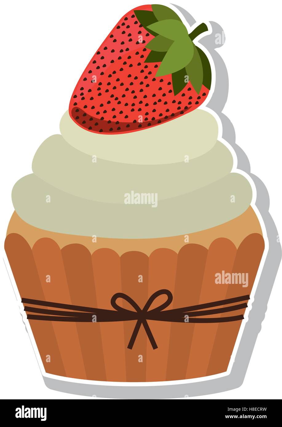 Sweet Cupcake Dessert Of Fruit Icon Over White Background Colorful