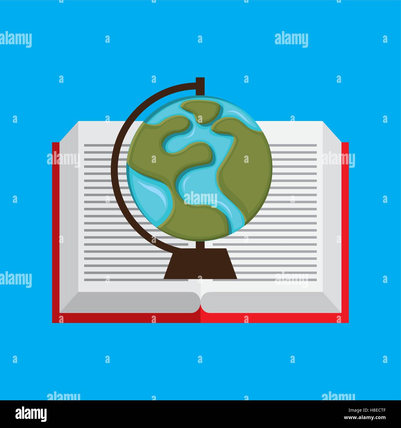 cute boy book open globe vector illustration eps 10 Stock Vector Image ...